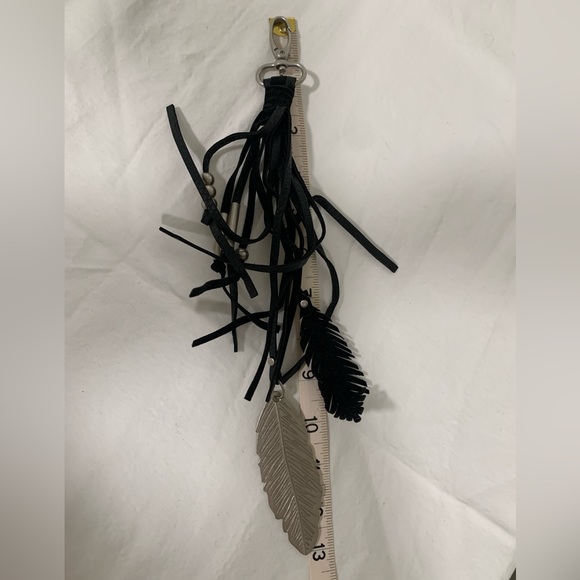 Accessories | Silver Tone And Faux Leather Fringe Bag Hang Tag | Poshmark